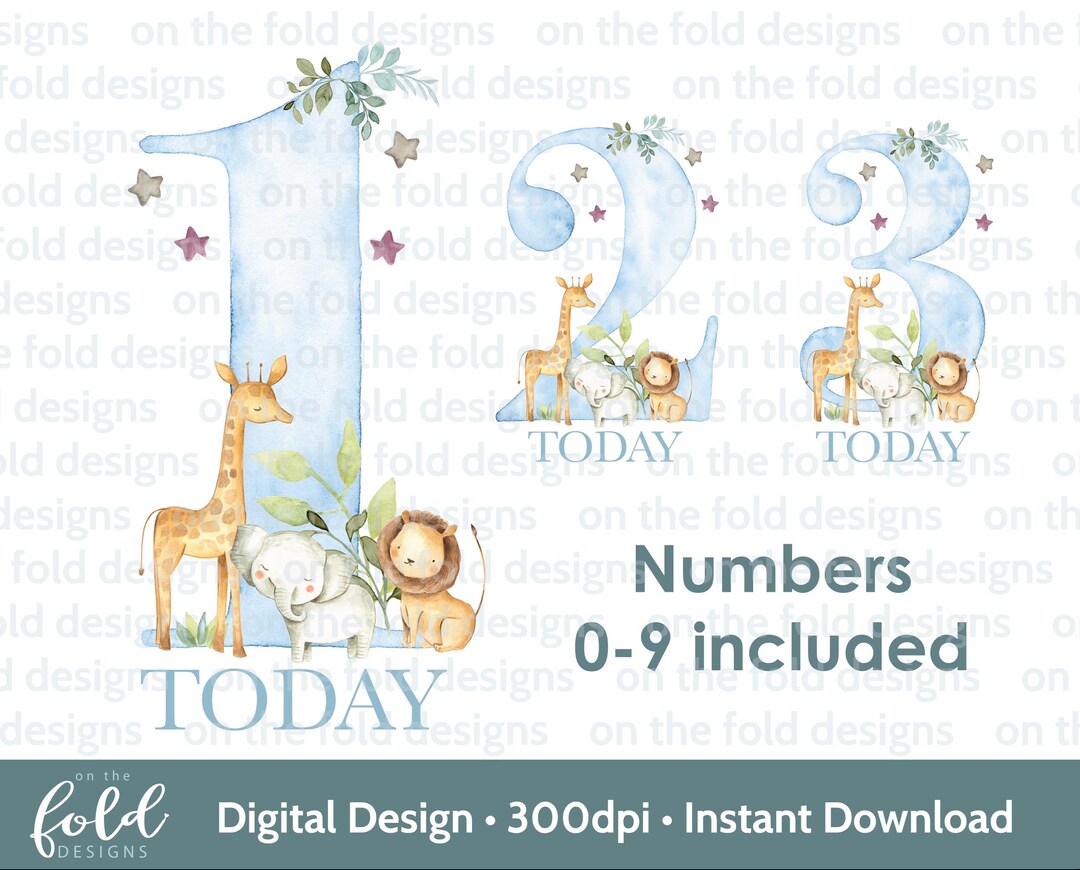 Safari Numbers Clipart Blue Jungle Birthday PNG Download Transparent ...