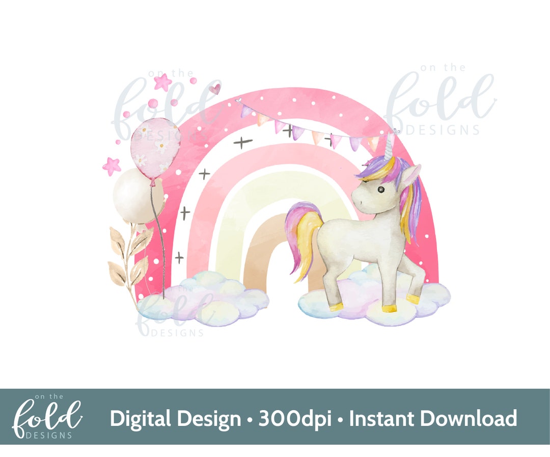 Unicorn Rainbow PNG Transparent Clipart Design Girl - Etsy