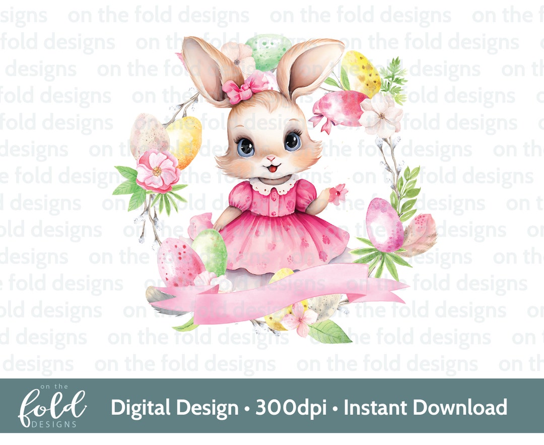 Easter Bunny Wreath Clipart Frame Eggs Flowers Spring Garden Easter ...