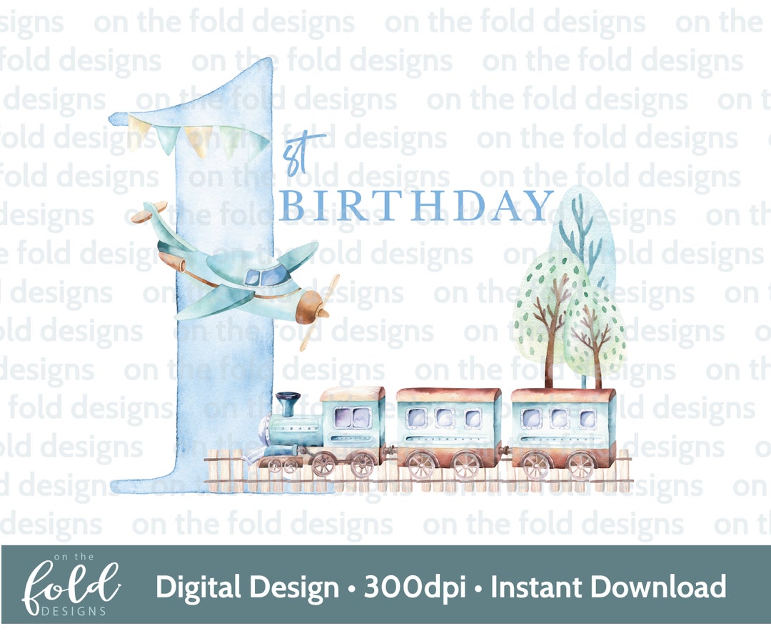 Train, Plane, Number 1, Boy 1st Birthday, Clipart, Sublimation, PNG ...