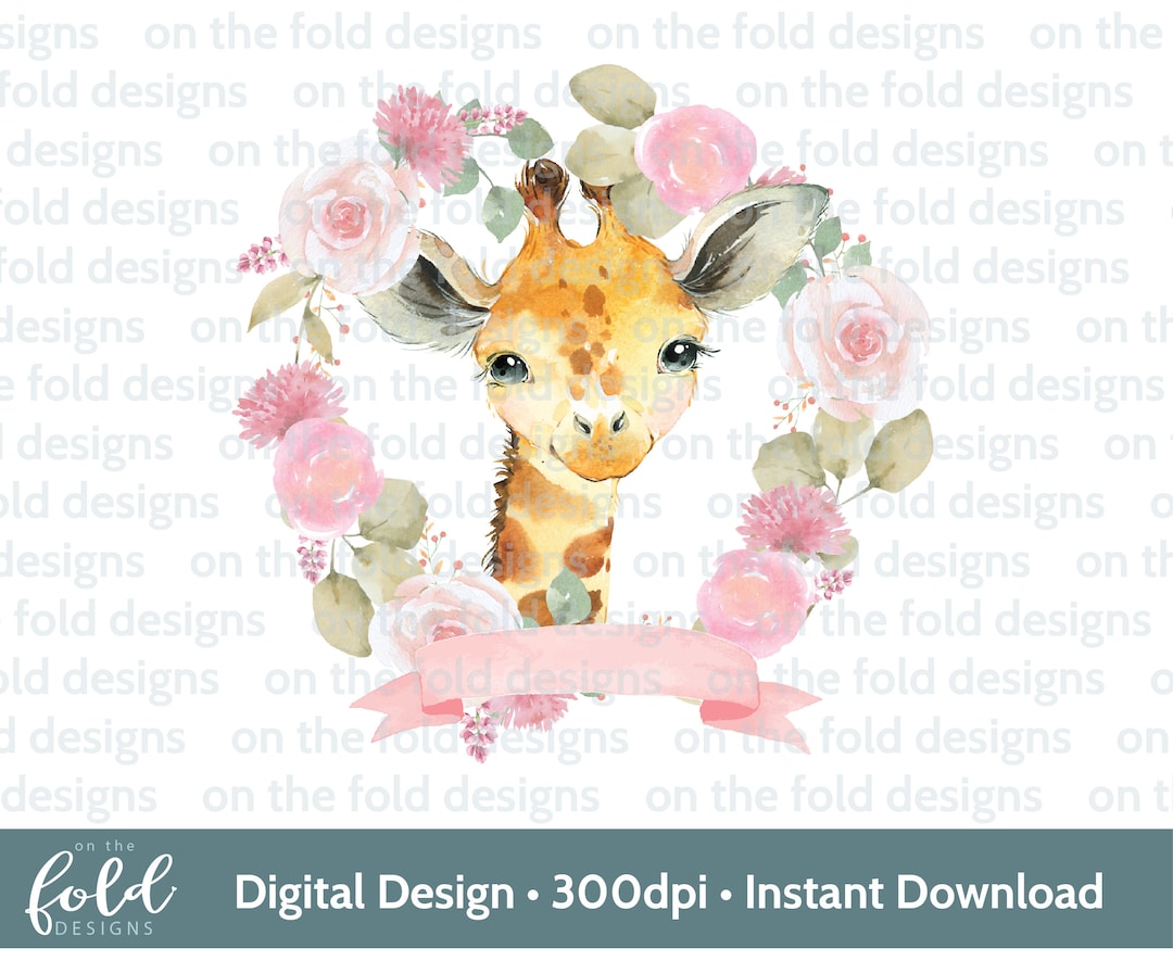 Baby Giraffe Wreath, New Baby Clipart, Baby Shower PNG, Girl Elephant ...