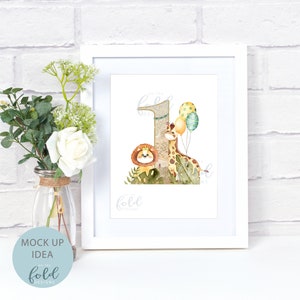 Safari 1st Birthday Number One Png With Animal Leaf and Glitter Number ...