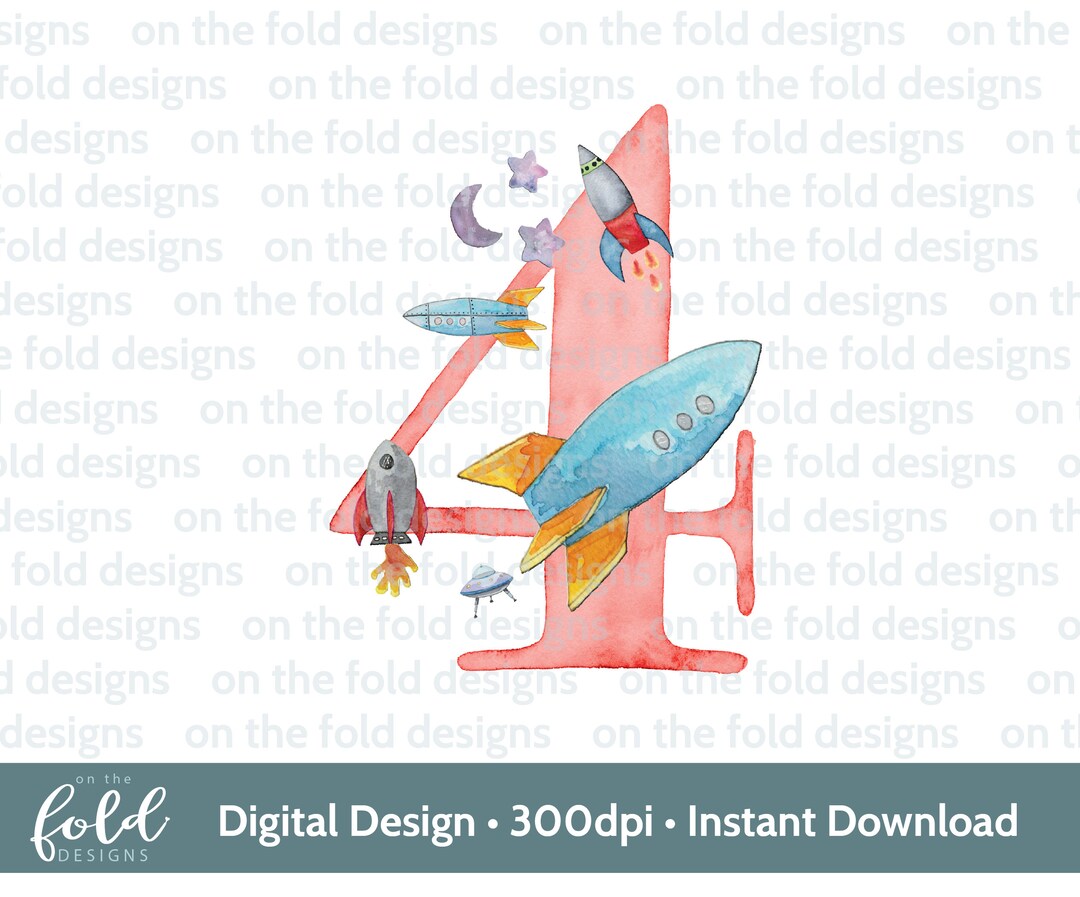 Space, Astronaut 4th Birthday Number 4, Clipart, Sublimation, PNG ...