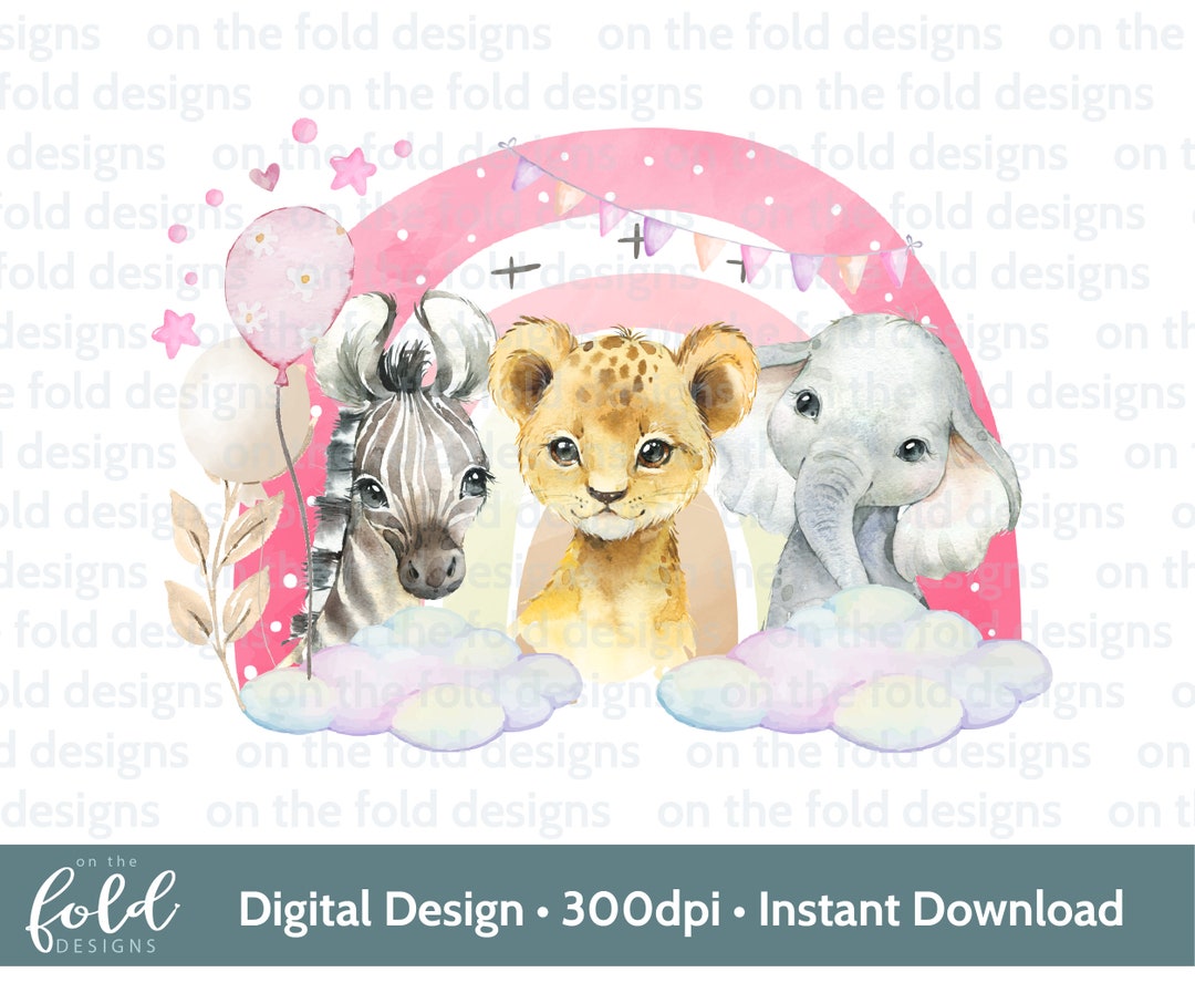Pink Girly Safari Animal Rainbow Png Transparent Clipart With Instant ...