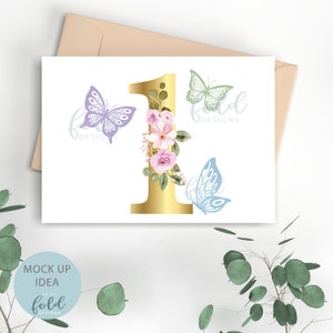 1st Birthday Butterfly Clipart, Number One Image, Png Instant Download ...