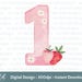 Strawberry 1st Birthday Clipart PNG Berry Number One Image Iron on ...
