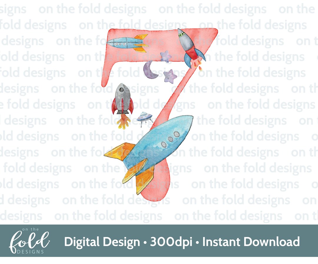 Space, Astronaut 7th Birthday Number 7, Clipart, Sublimation, PNG ...