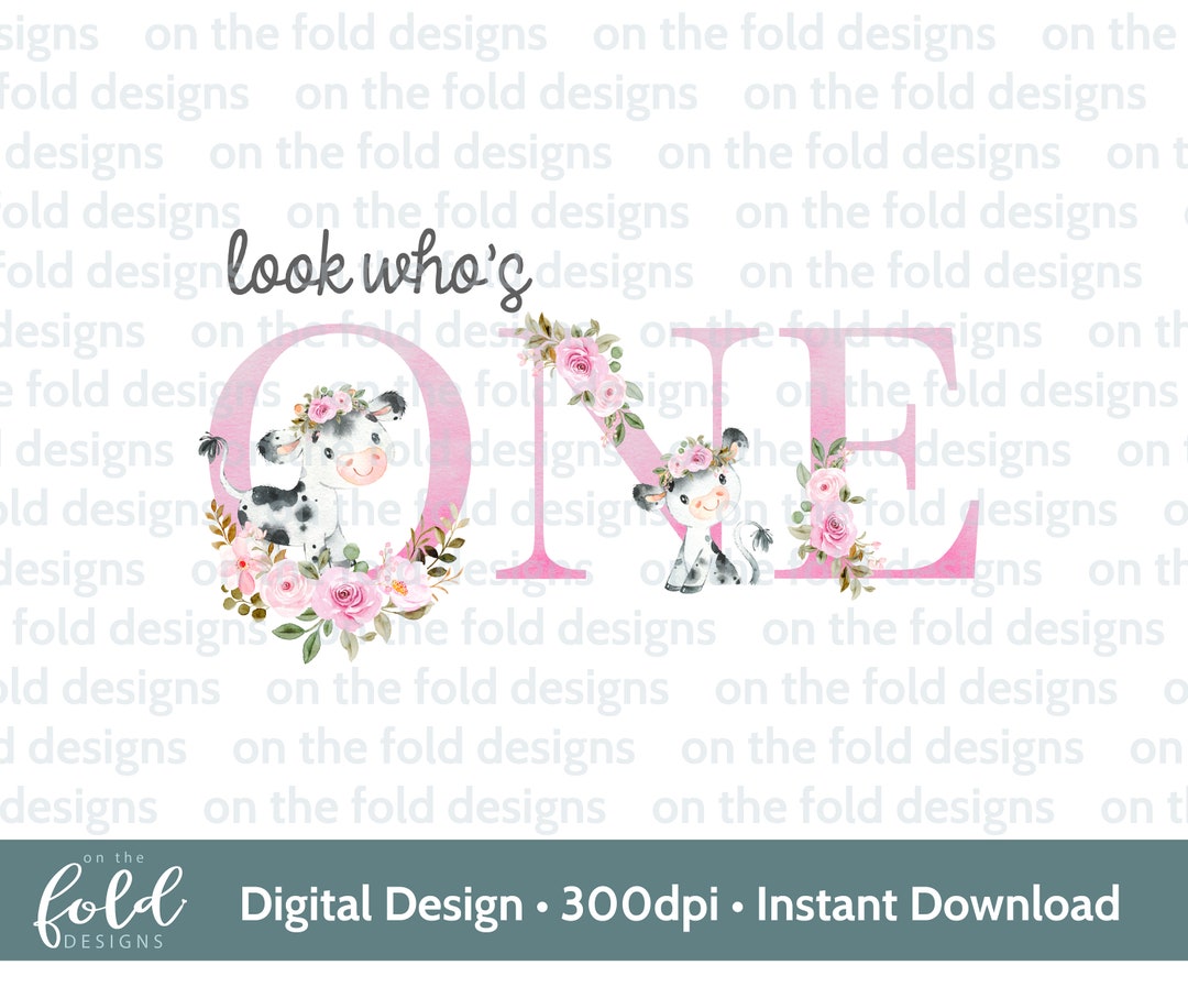 Cow 1st Birthday, Clipart, One, Holy Cow, Pink, Farm Yard, Floral ...