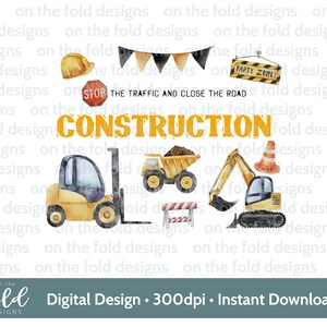 Construction Clipart: Digger, Tractor, Forklift PNG (digital Download ...