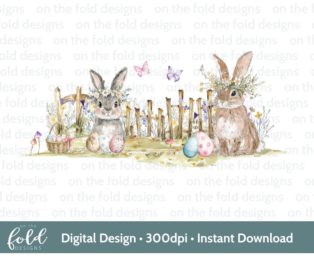 Watercolor Easter Bunny Clipart, Floral Eggs (PNG Digital Download) - Etsy