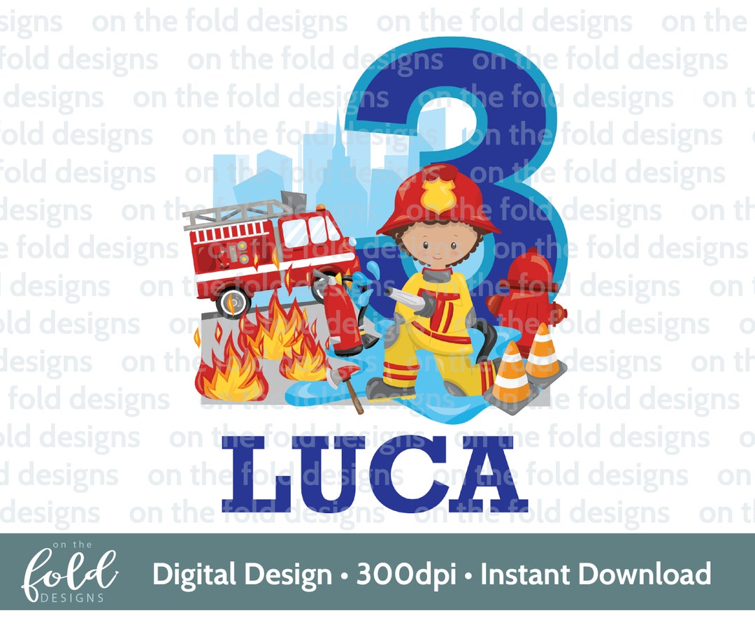 Firefighter 3rd Birthday Number 3 Fireman Fire Engine - Etsy