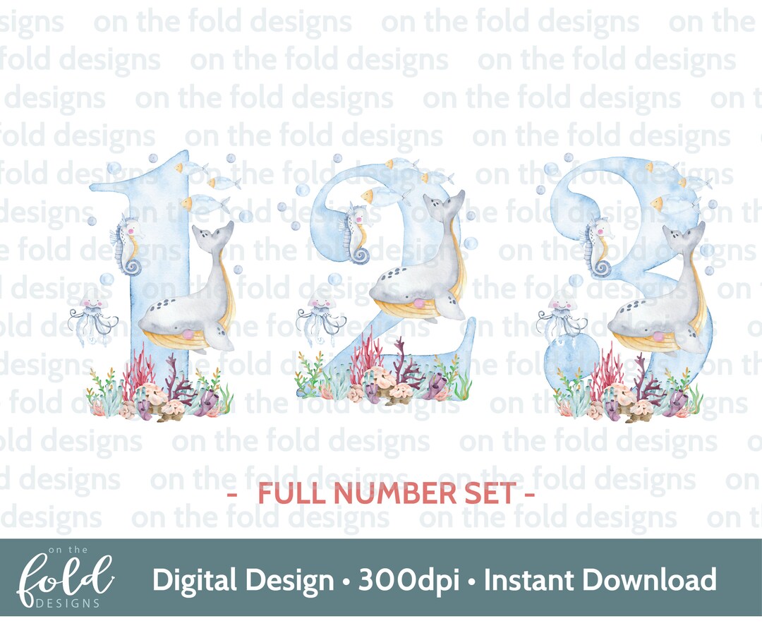 Under the Sea Birthday, Clipart, Number Clipart, Sublimation Party ...