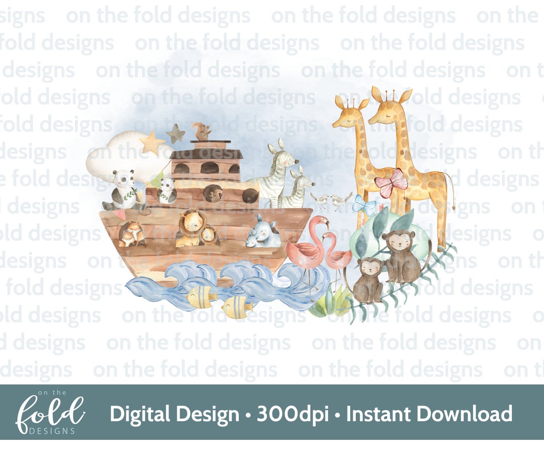 Noahs Ark Christening Baptism Clipart PNG Sublimation Design Instant ...