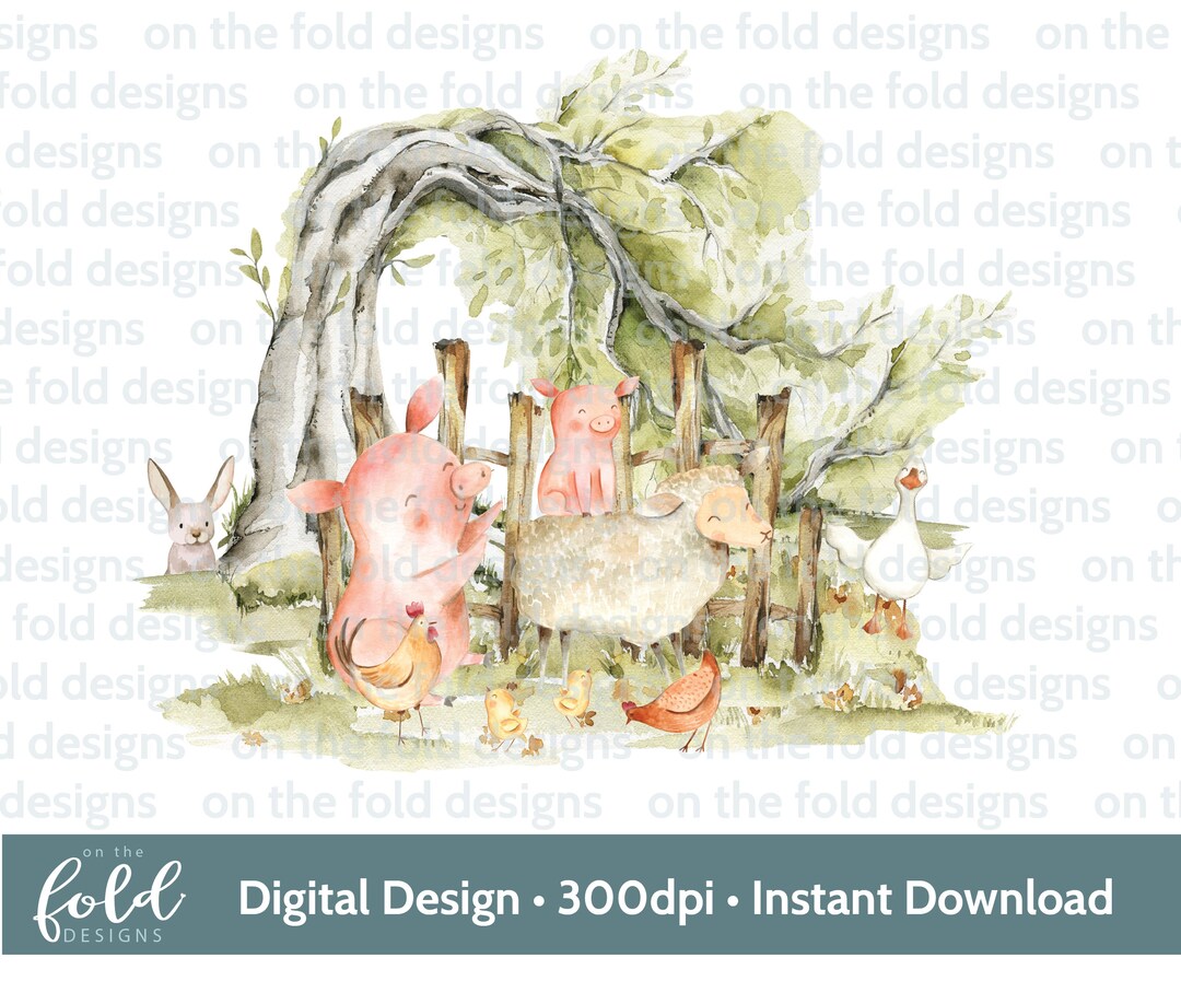Farm Animal Clipart, Sublimation, Farmyard Fun, Birthday Printable, Png ...
