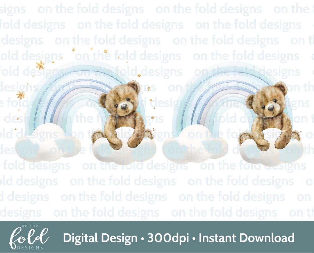 Teddy Bear Rainbow Clipart PNG Baby Blue Boy Transparent Background New ...