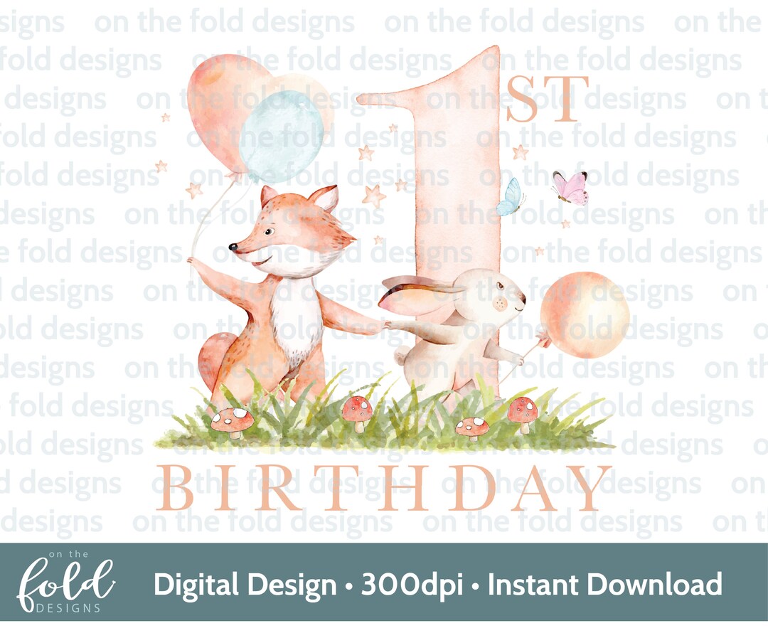 Fox and Rabbit, Png Download, Transparent Background, 1st Birthday ...