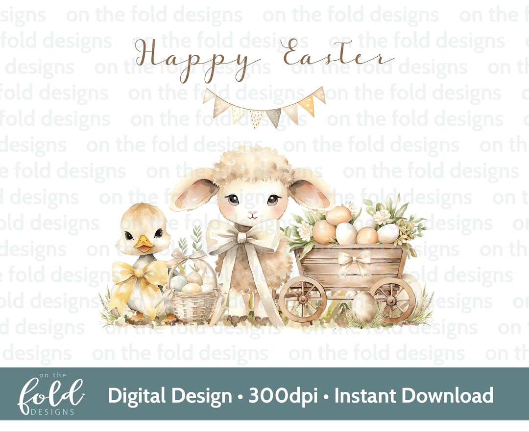 Easter Clipart Lamb Easter Eggs Neutral Watercolour PNG Sketch Pyjama ...
