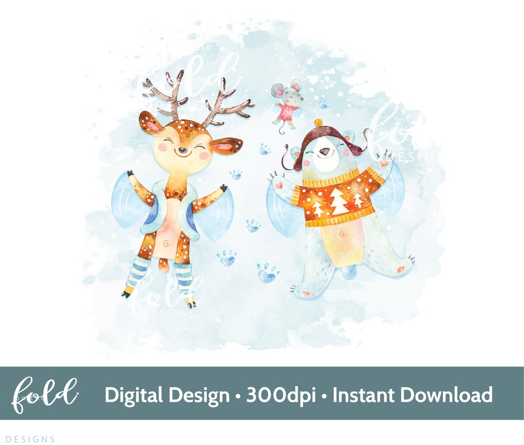 Reindeer Snow Angel PNG Clipart, Christmas Sublimation (digital ...