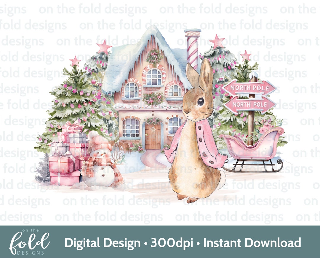 Flopsy Bunny Christmas Clipart Pink Winter Woodland Xmas PNG - Etsy UK