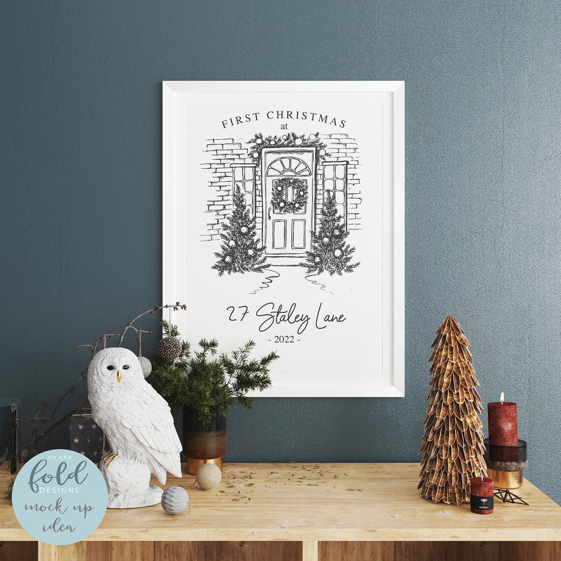Front Door Line Drawing Doodle 1st Christmas in Your New Home PNG ...