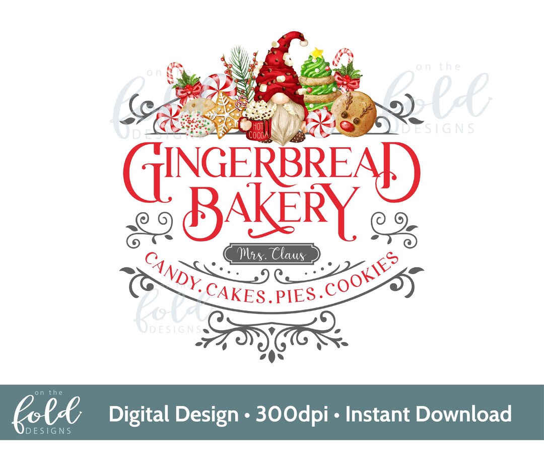 Gingerbread Bakery Gnome Christmas Baking Treats Clipart PNG ...