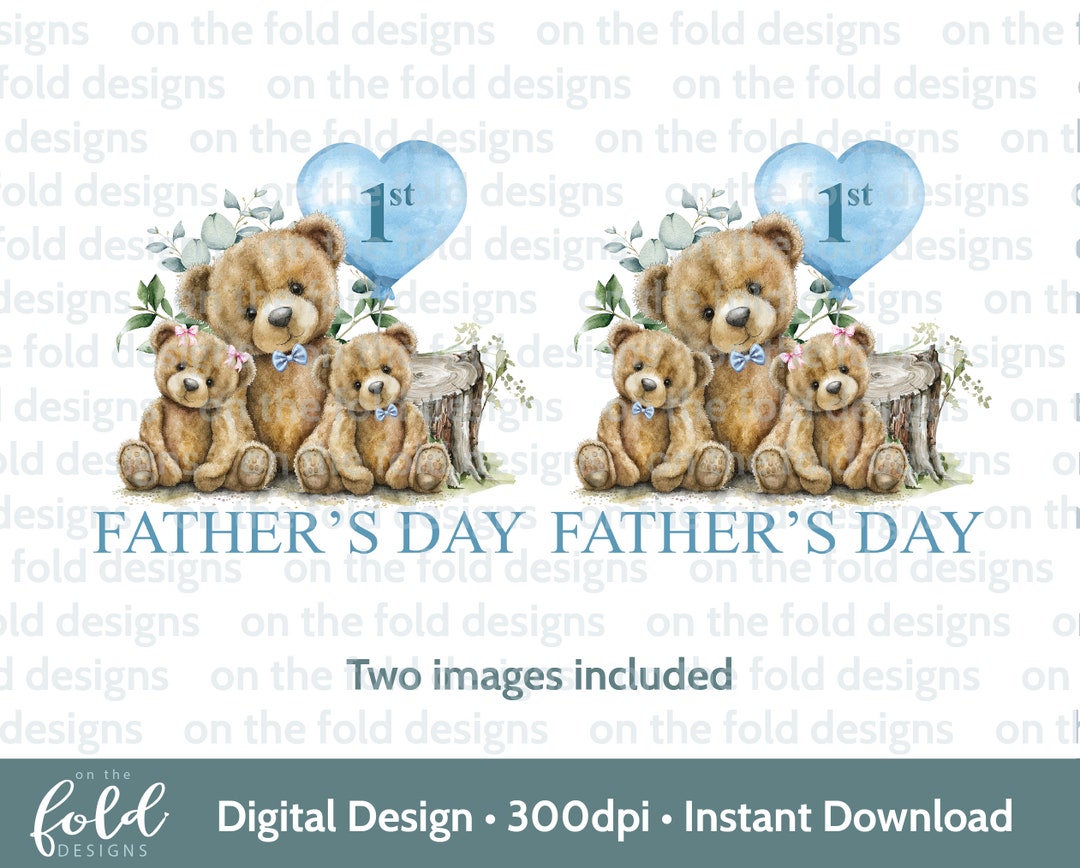 Twin Dad Teddy Bear 1st Fathers Day Clipart PNG Download Transparent ...