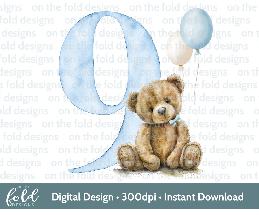 Teddy Bear, Number 0, Balloons, Birthday Clipart, Sublimation. PNG ...