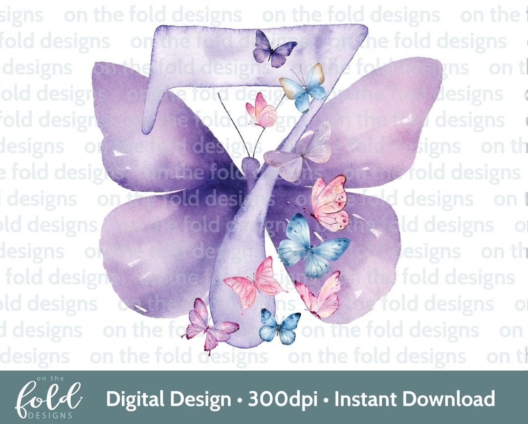 Butterfly Clipart 7th Birthday Number Seven Lilac Purple Image PNG ...