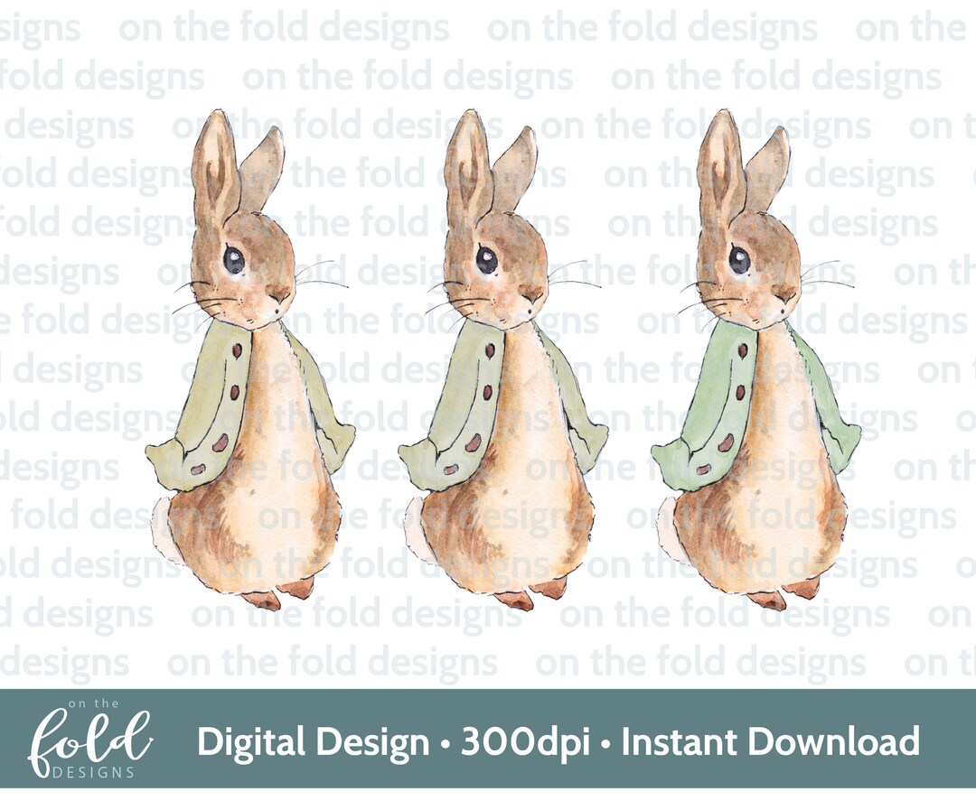 Peter Rabbit Flopsy Bunny Sage Green Jacket Watercolour PNG - Etsy
