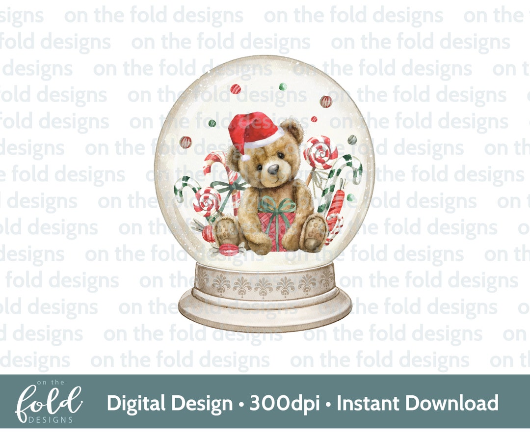 Christmas Teddy Bear, Snow Globe 1st Xmas, PNG Digital Clipart Download ...