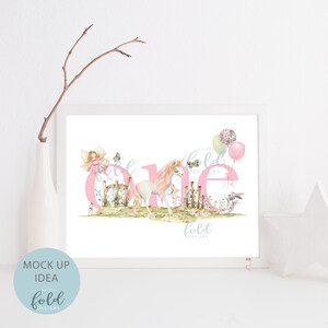 Fairy and Unicorn Magical, 1st Birthday, Number One, Watercolor Clipart ...