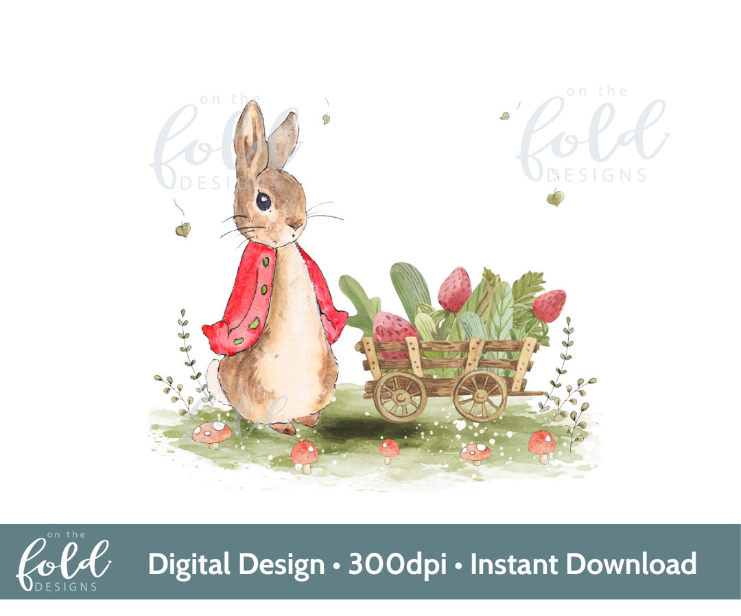 Peter Rabbit Garden Scene Strawberry Field Watercolour PNG - Etsy UK