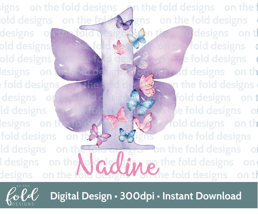 Butterfly Clipart 1st Birthday Number One Image PNG Instant Download ...