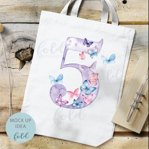 Butterfly Clipart 5th Birthday Number Five Purple Image PNG Instant ...