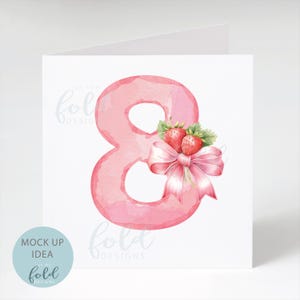 Strawberry 8th Birthday Clipart PNG Berry Cute Eight Image Iron on ...
