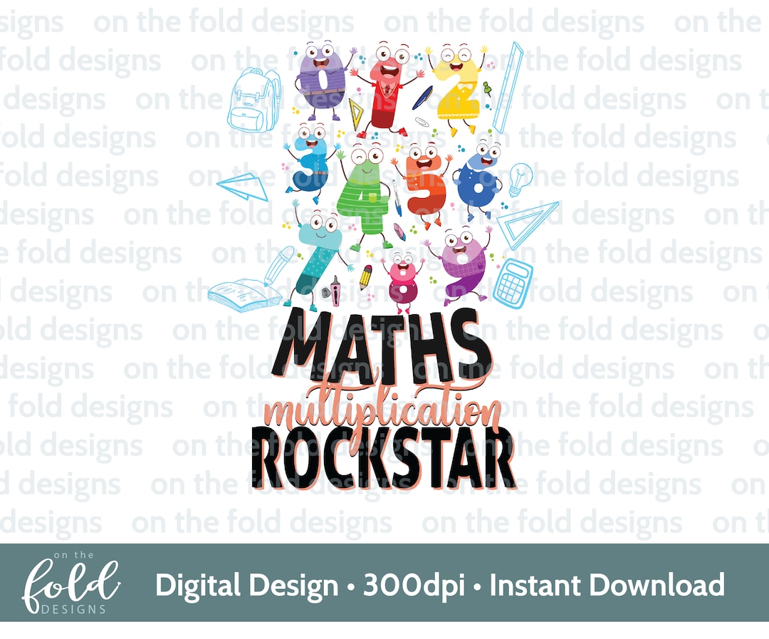 Multiplication Maths Rockstar Clipart Sublimation PNG Instant Digital ...