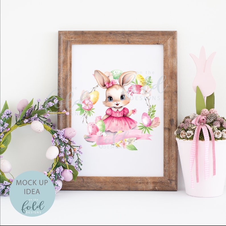 Easter Bunny Wreath Clipart Frame Eggs Flowers Spring Garden Easter ...