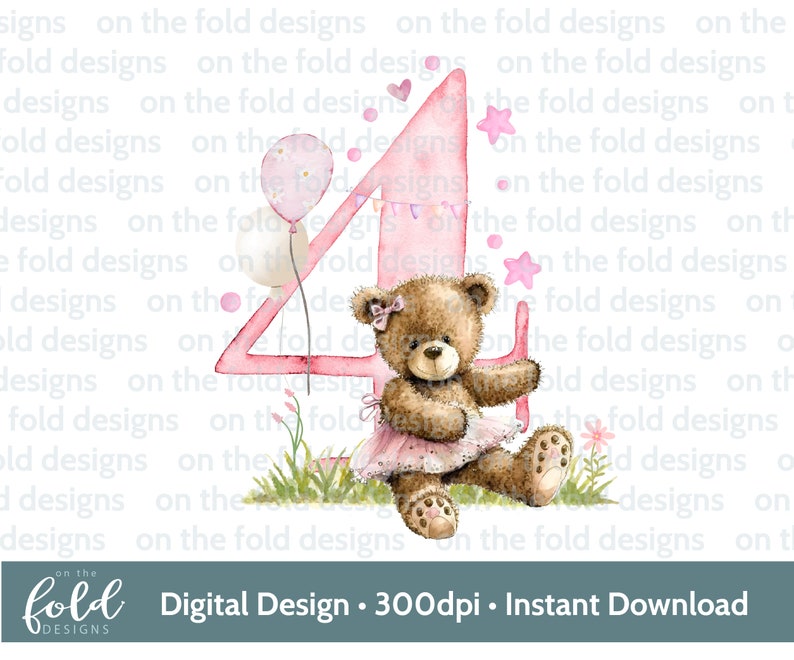 Teddy Bear Ballerina Number 4 Balloons 4th Birthday - Etsy