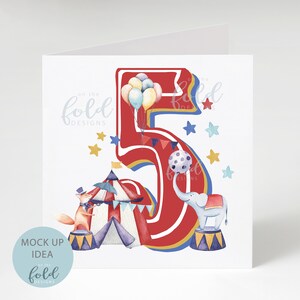 Circus 5th Birthday Clipart PNG Number Five Party Theme Instant ...