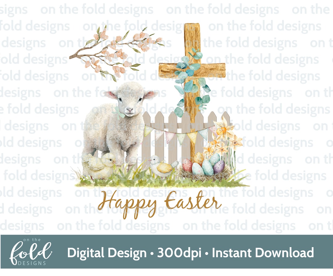 Easter Lamb Clipart Watercolour PNG Religious Cross Digital Easter ...