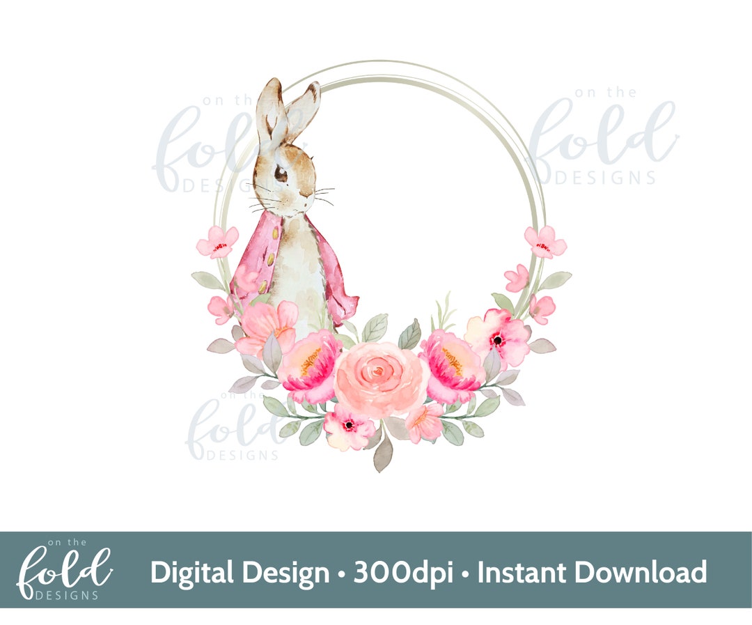 Flopsy Bunny Floral Watercolour PNG Instant Digital Clipart Download ...