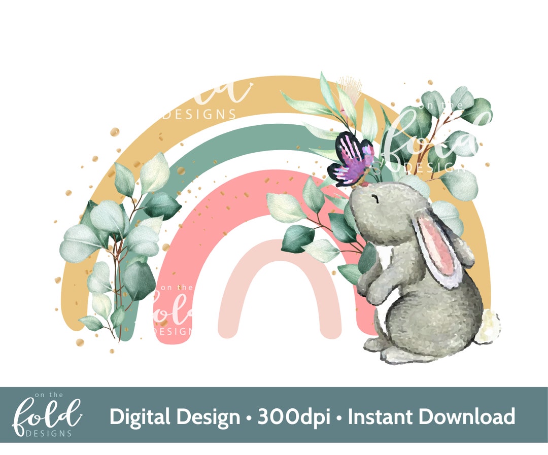 Rainbow Bunny PNG for Instant Download for Sublimation Clipart Card ...