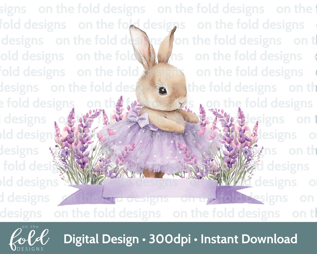 Purple Bunny Clipart Lilac Ballerina Floral Watercolour PNG Instant ...