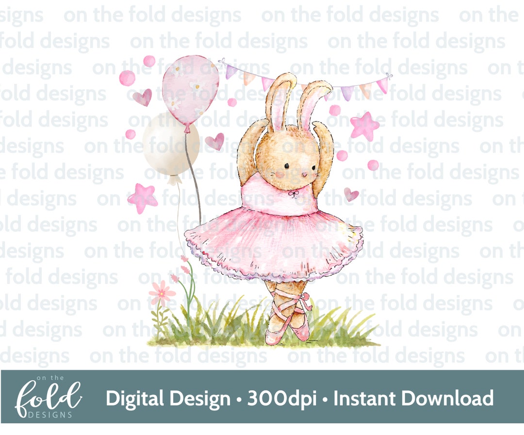 Ballerina, Ballet Bunny, Pink Dancer, Sublimation Design, PNG, Digital ...