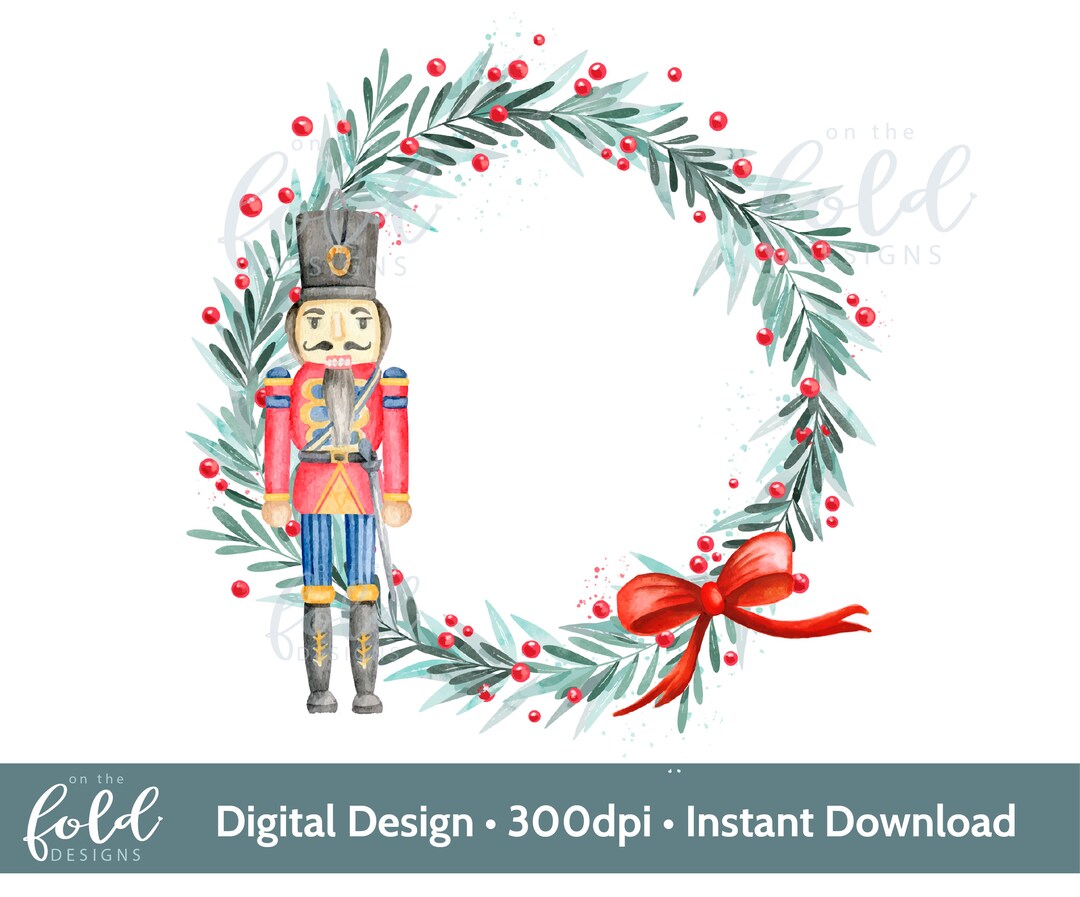 Nutcracker Toy Soldier Christmas Wreath PNG Instant Digital Download ...