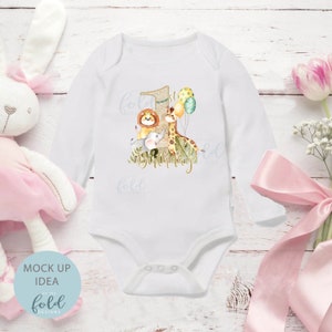 Safari 1st Birthday Number One Png With Animal Leaf and Glitter Number ...