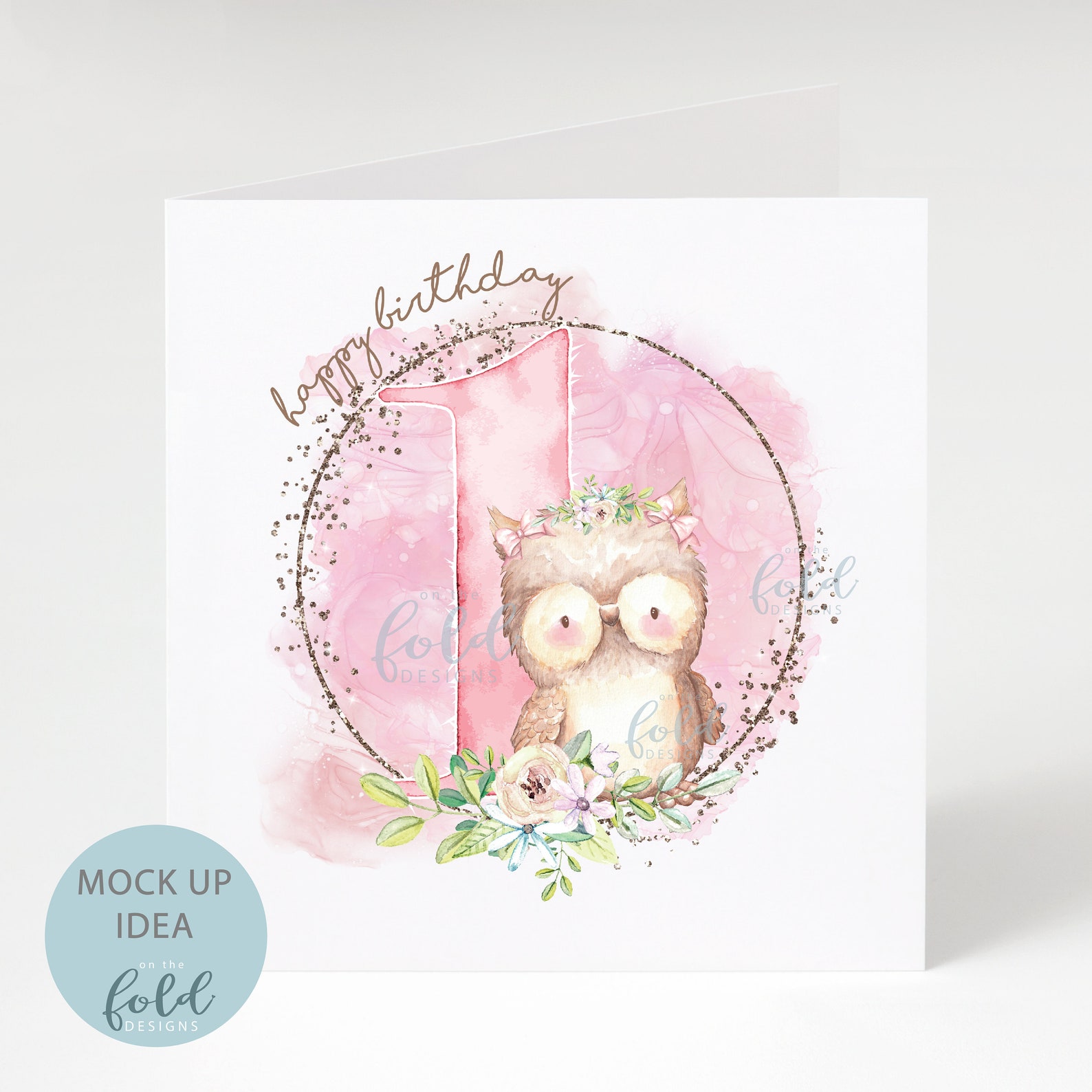 Owl 1st Birthday Clipart Design, Pink Girly Png Floral Composition ...