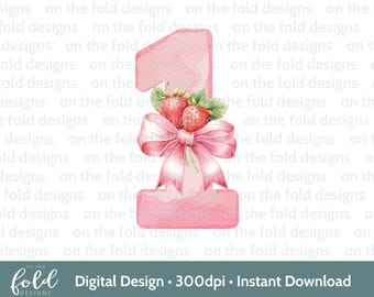 Strawberry Birthday Clipart PNG Berry Cute 1-0 Full Number Set Image ...