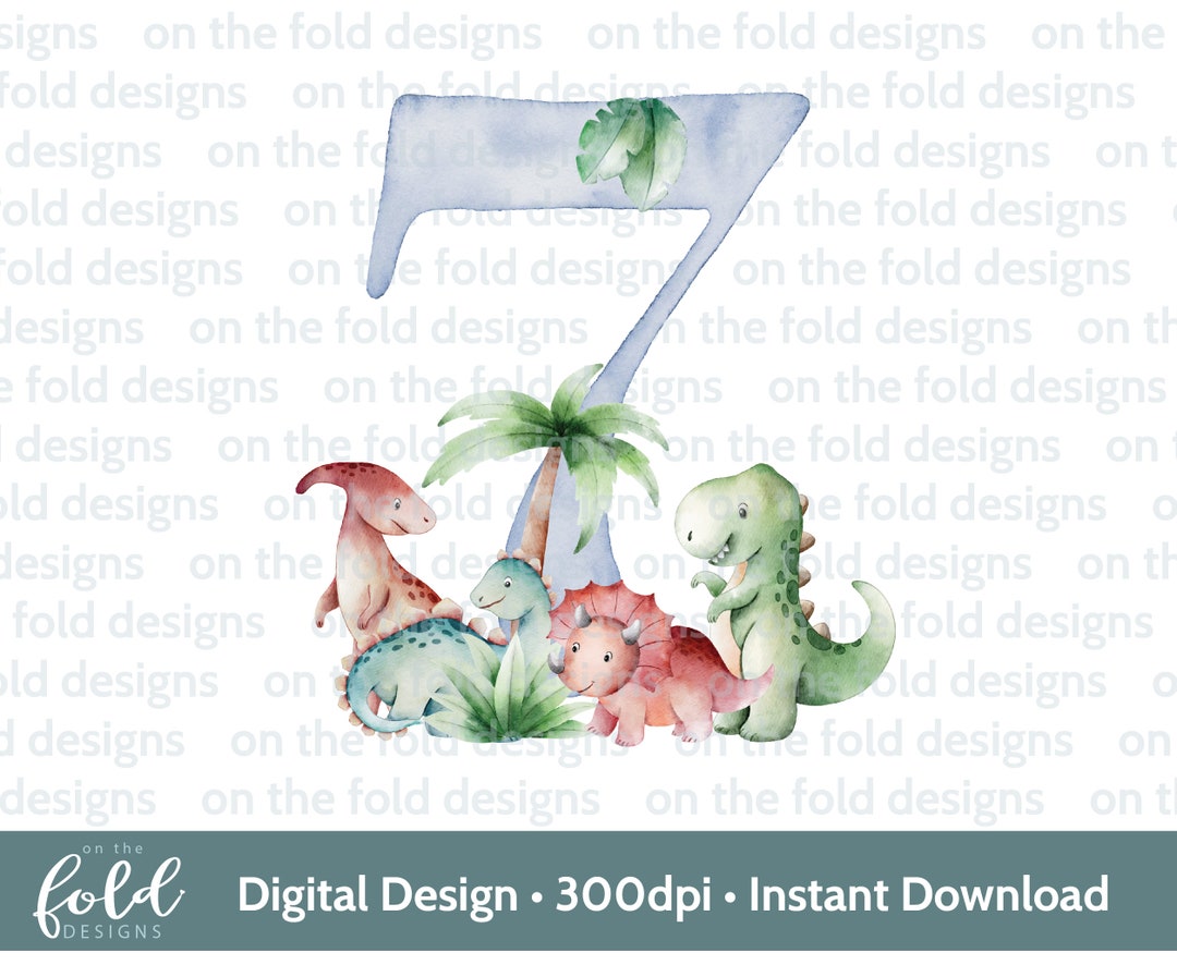 Dinosaur Number Seven 7th Birthday, Dino PNG, Clipart Design ...