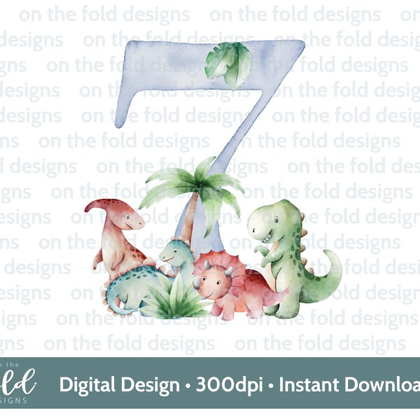 Dinosaur 7th Birthday Png - Etsy